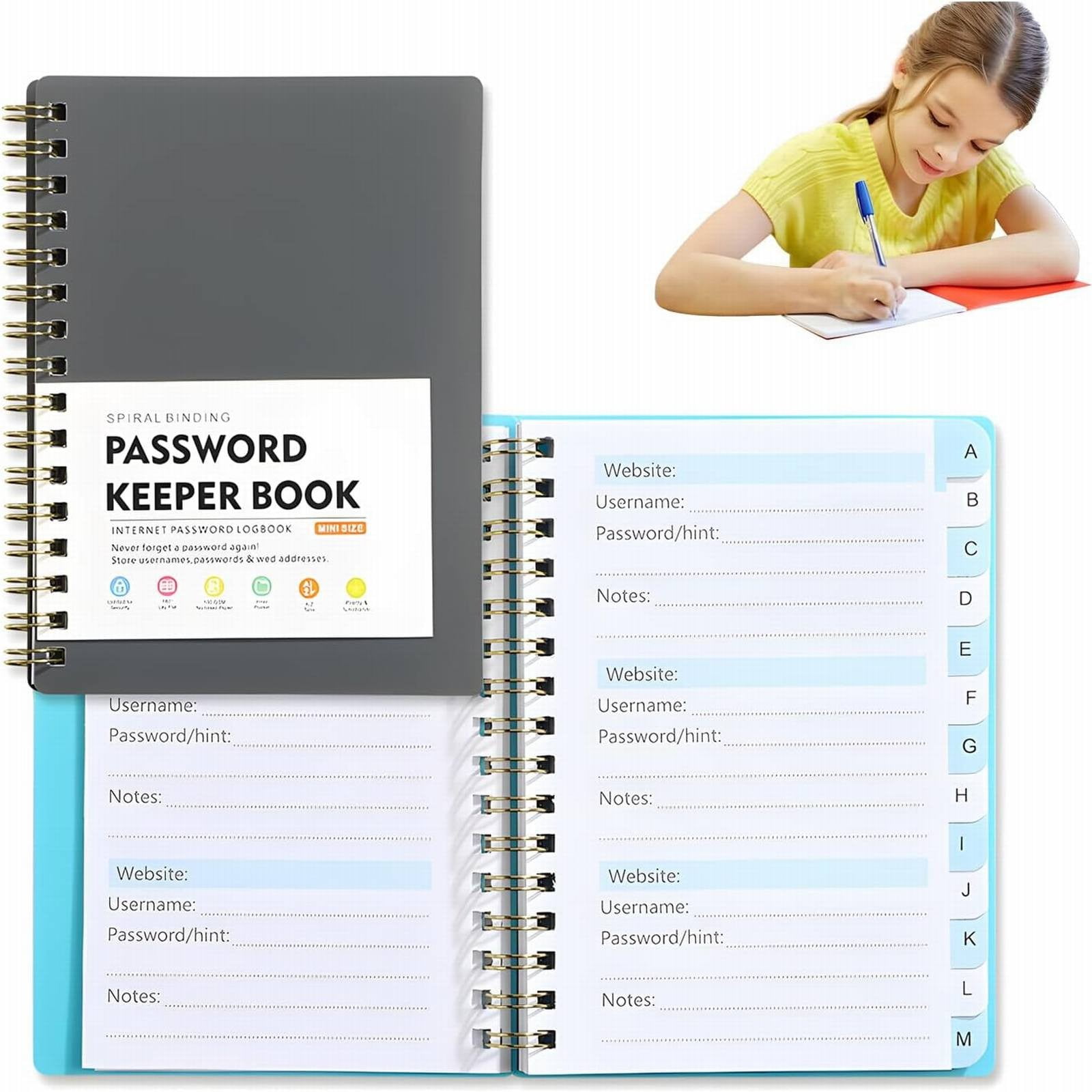 2026 Gray Spiral Password Log Book – Alphabetically Tabbed Notebook for ...