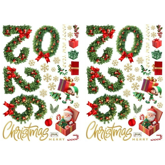 2026 Greeting Window Stickers PVC Clings Removable Holiday Decor for ...