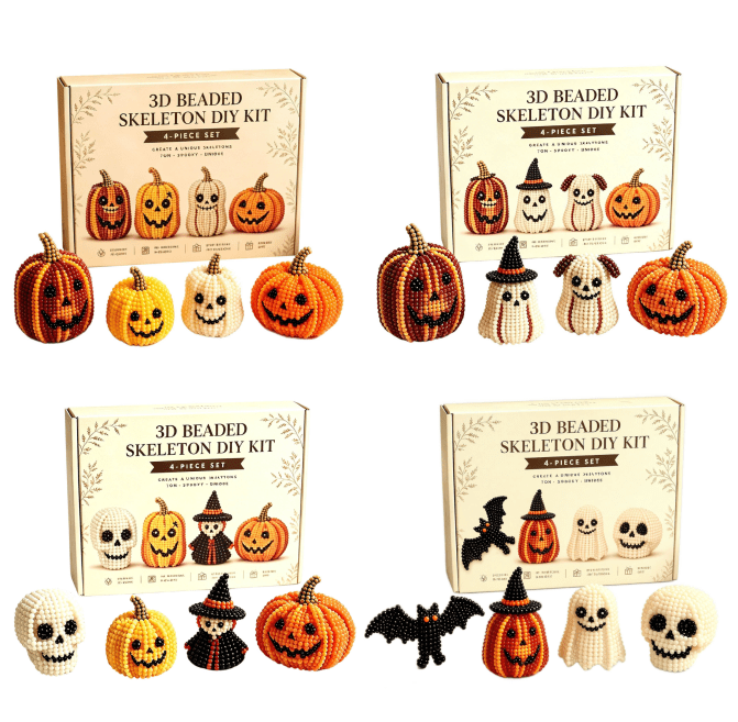 2026 Halloween 3D Beadwork Craft Kit, Halloween Pumpkin Ghost Shaped ...