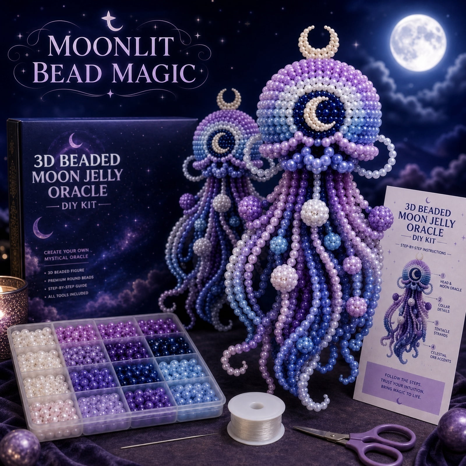 2026 Halloween Bead Animal Making Kit, Moon Jelly Oracle Spooky Bead ...