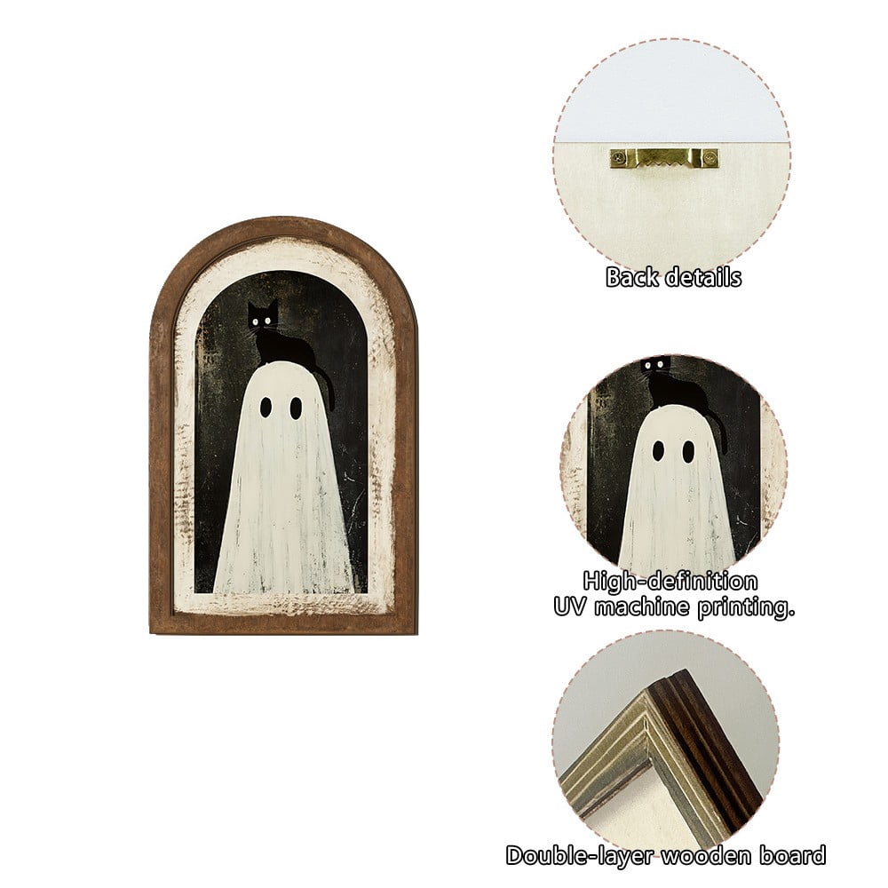 2026 Halloween Indooor Decoration Halloween Ghost Series Wooden Double ...
