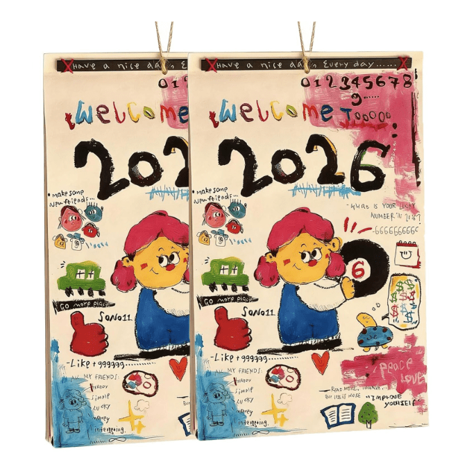 ‌2026 Hand-Painted Doodle Wall Calendar - Unique 12 Month Art Calendar ...
