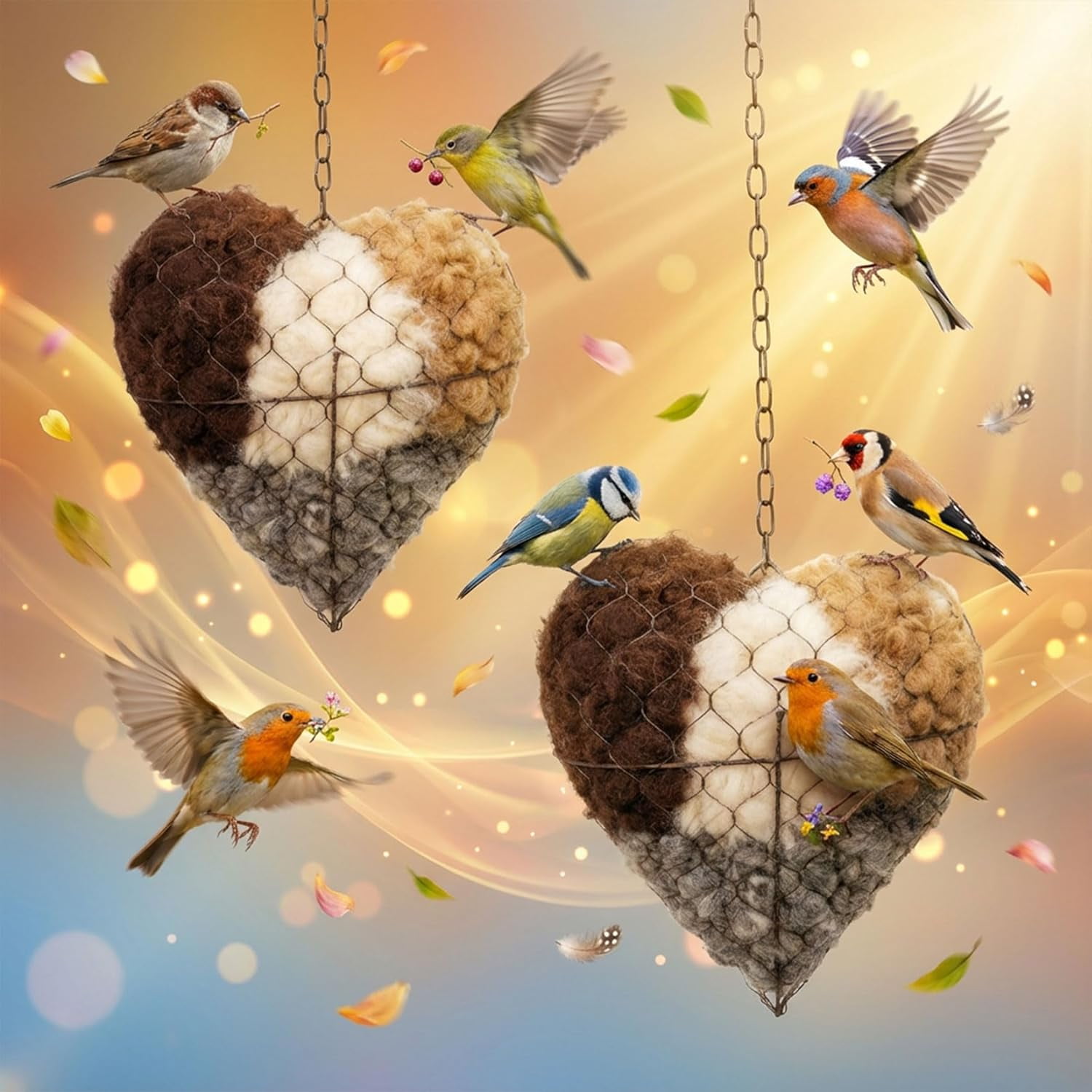 2026 Handmade Fiber Bird Nesting Heart, Refillable Birds Haven 1 Heart ...
