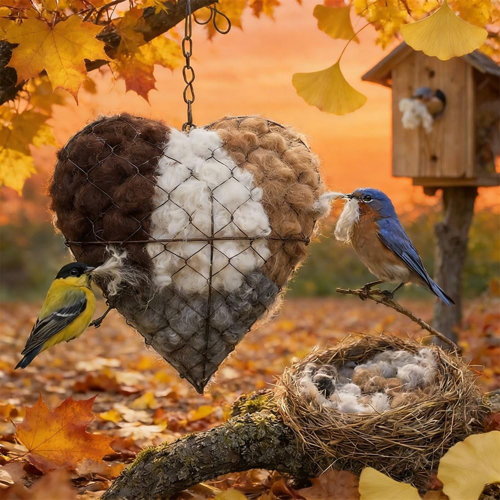 2026 Handmade Fiber Bird Nesting Heart, Refillable Hummingbird ...