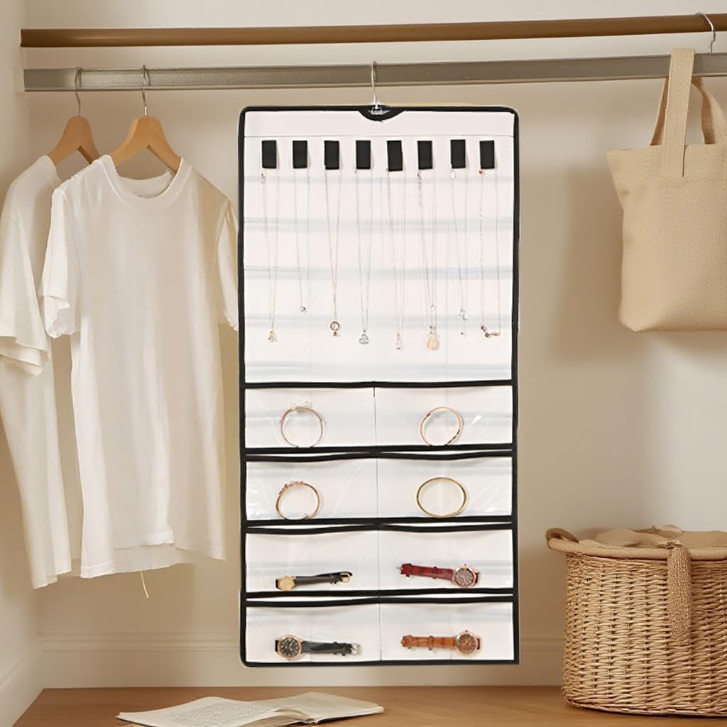 2026 Hanging Jewelry Organizer - Storage Bag with Metal Hooks Double ...