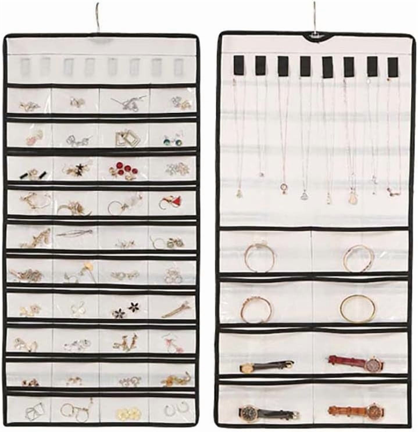 2026 Hanging Jewelry Organizer Storage Roll with Hanger Metal Hooks ...