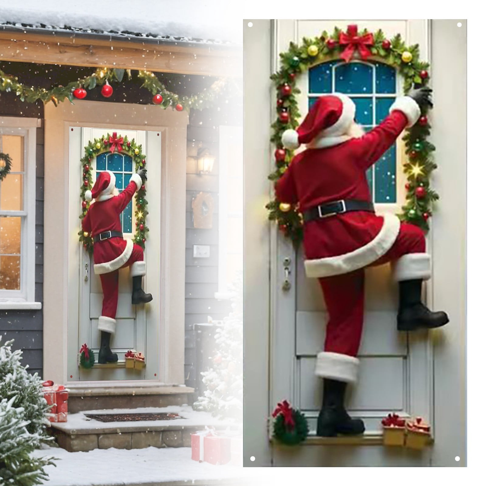 2026 Happy Christmas Door Banner Santa,Funny Christmas Doors Cover ...