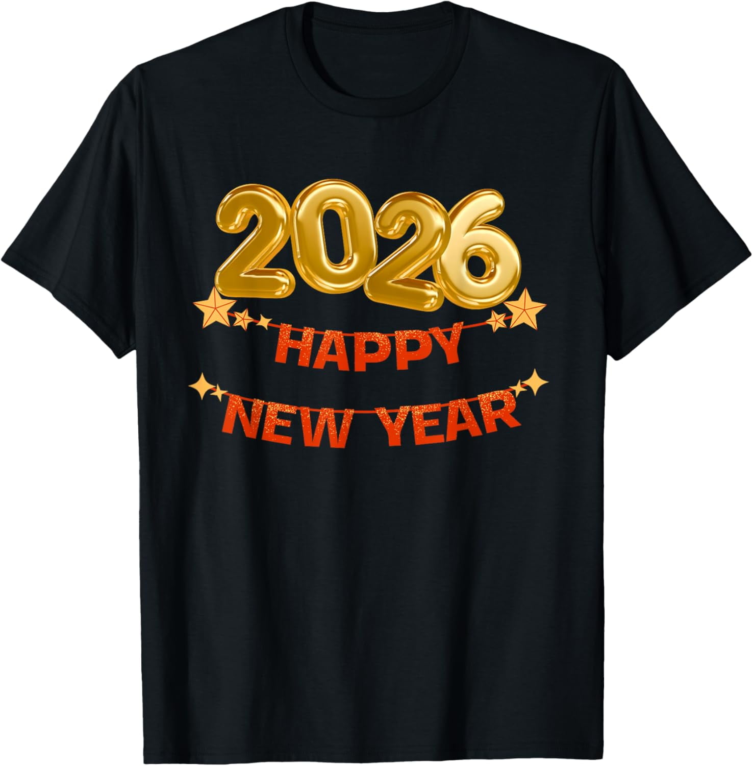 2026 Happy New Year Gold Balloon Sparkle Design T-Shirt - Walmart.com
