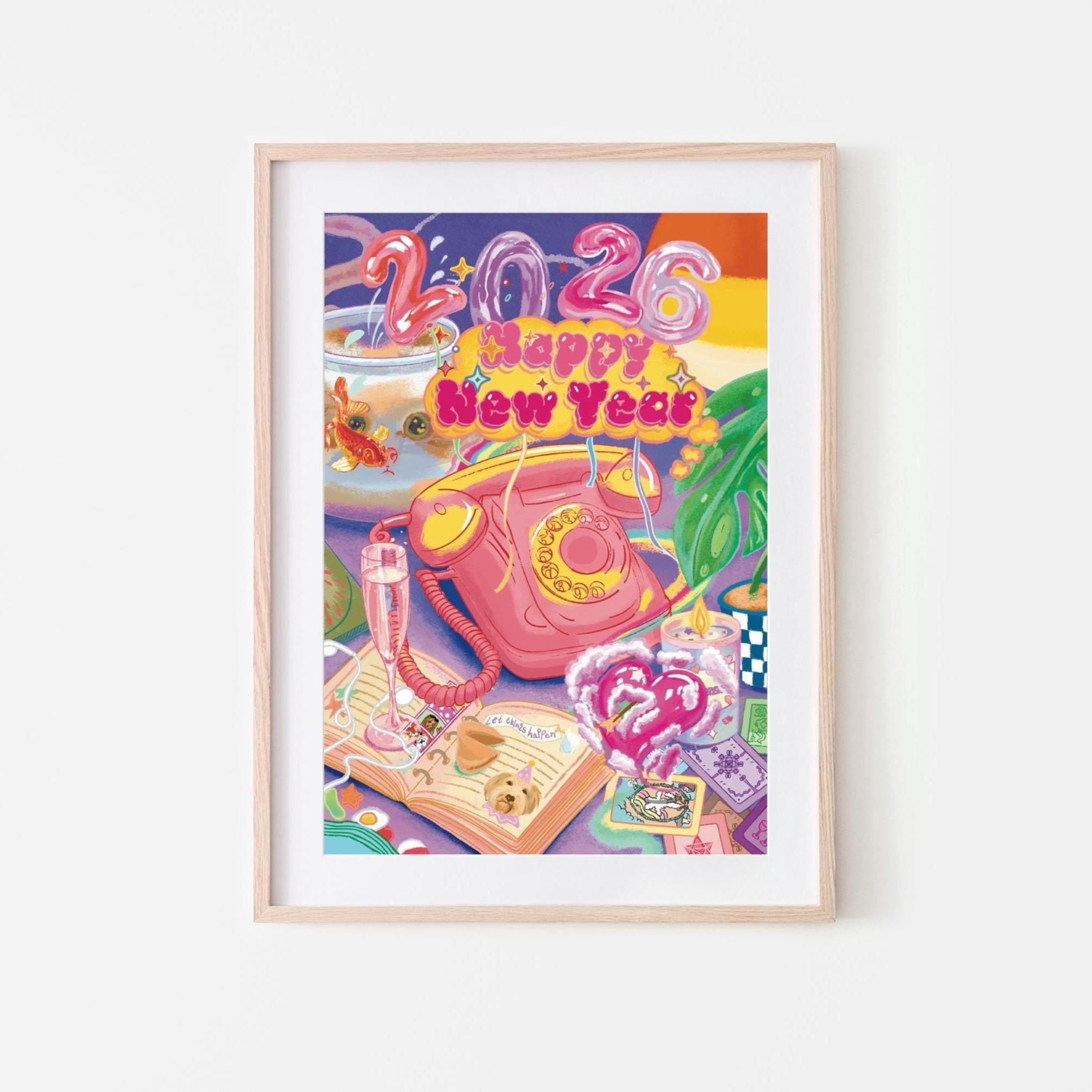 2026 Happy New Year Poster Dreamy & Playful Soft Pastel-textured Print ...