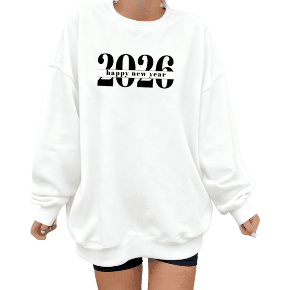 2026 Happy New Year Print Tshirt Graphic Tees Shirts Minimalist Black ...