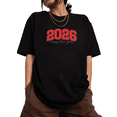 2026 Happy New Year Print Tshirt Retro Varsity Graphic Tees Celebration ...