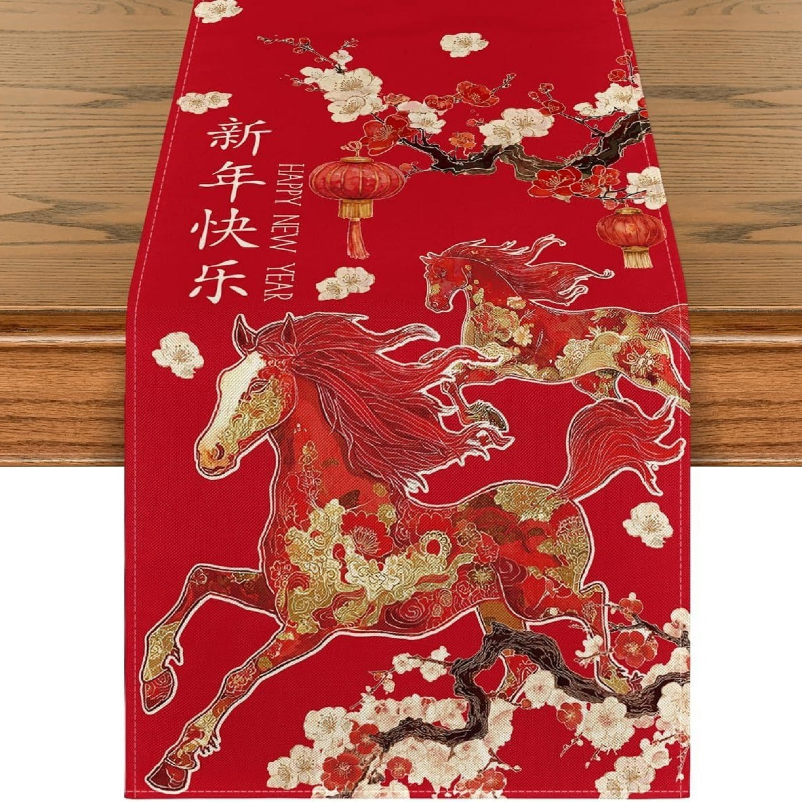 2026 Happy New Year Year Of The Horse Red Table Runner - 13"X73 ...