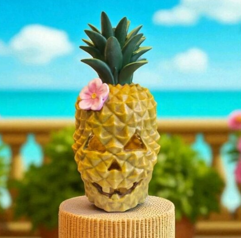 2026 Hawaiian Yellow Pineapple Skull Halloween Spooky Light Up Table ...