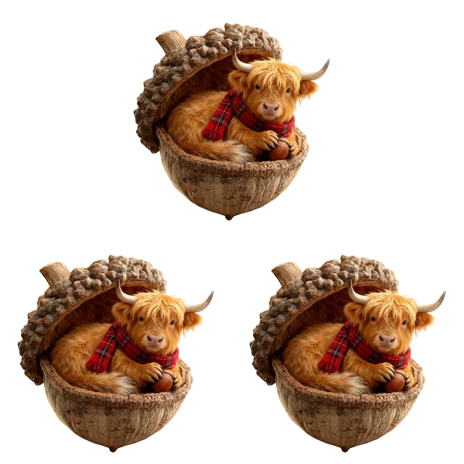 2026 Highland Cow Christmas Ornaments, 2D Acrylic Cartoon Cattle in ...