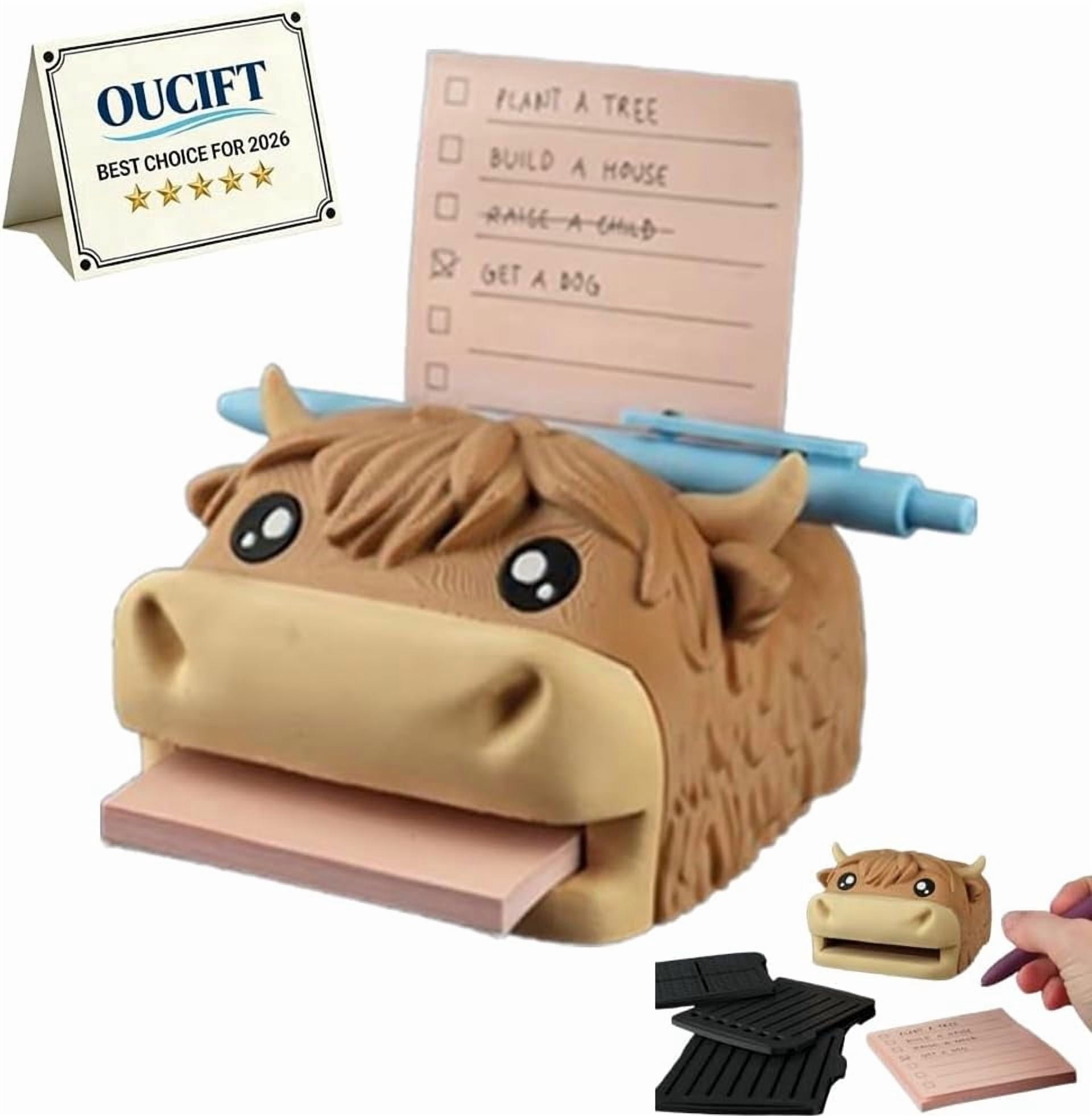 2026 Highland Cow Sticky Note Holder Desk Organizer 3D Printed Pen Rest ...