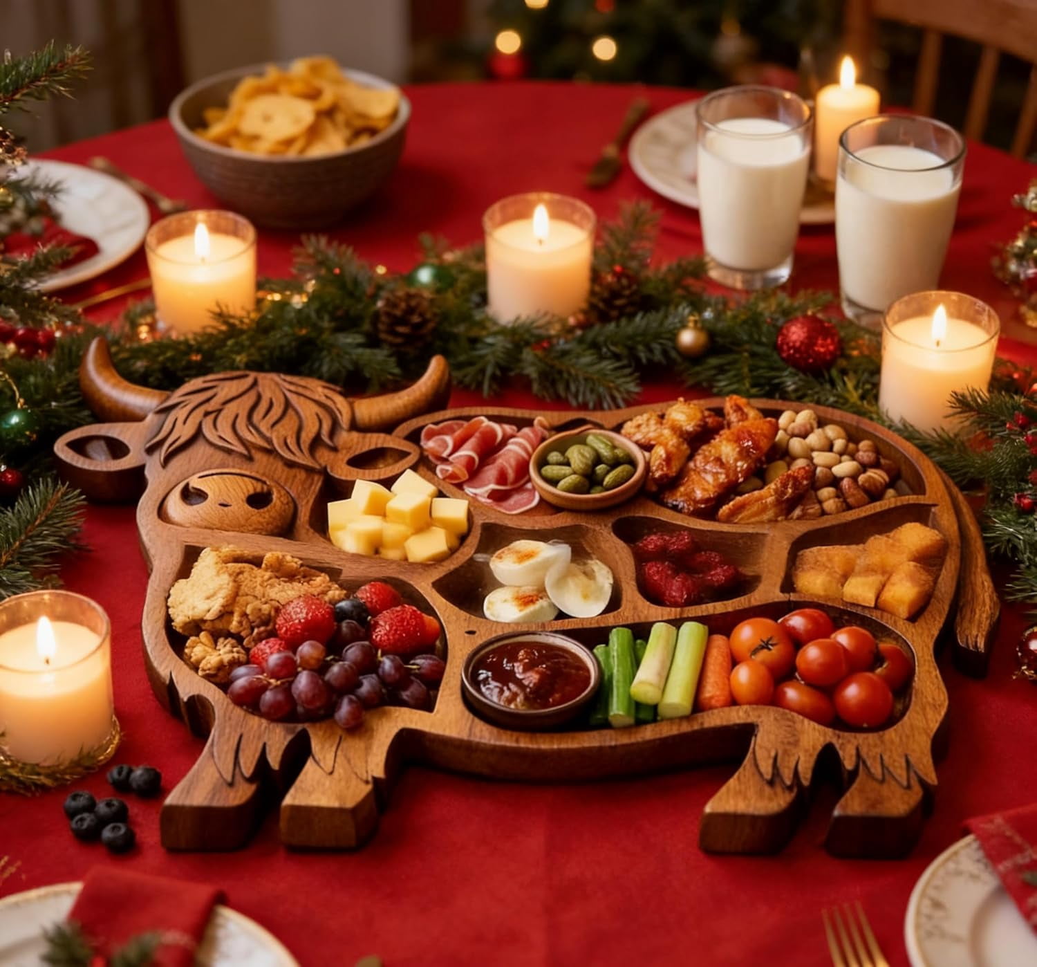 2026 Highland Cow Wooden Charcuterie Board, Wooden Cow Food Platter ...