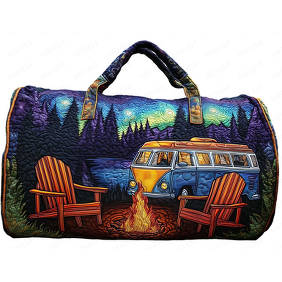 2026 Hippie Journey Quilted Duffel Bag Hippie Van Travel Duffel Bag ...