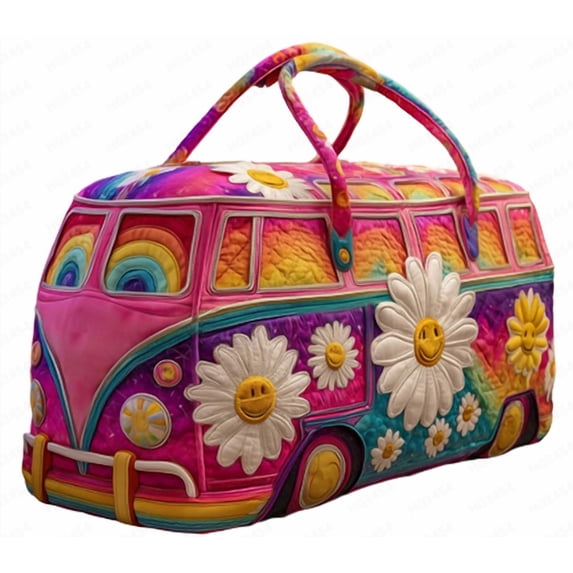 2026 Hippie Journey Quilted Duffel Bag Hippie Van Travel Duffel Bag ...