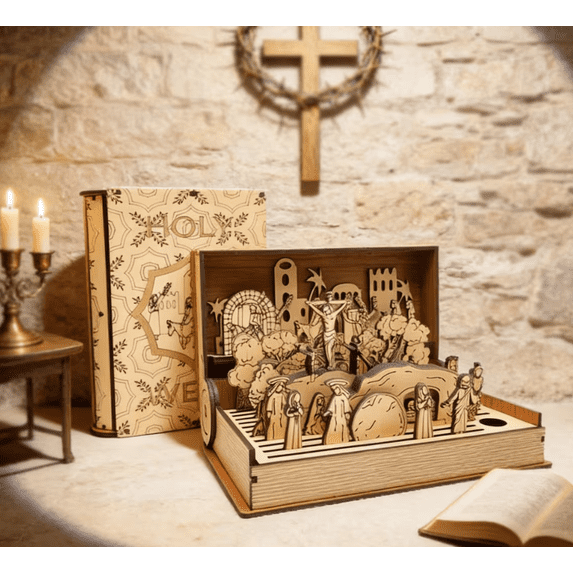 2026 Holy Week Wooden Book Toy Set - Easter Religious Gifts, Christian ...