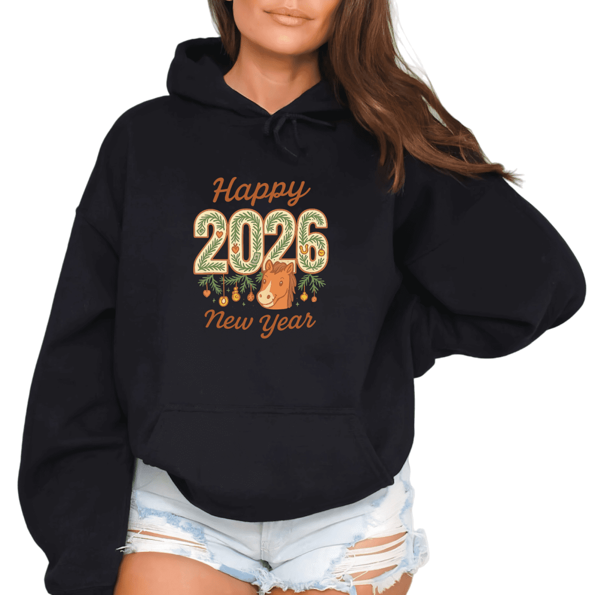 2026 Horse Happy New Year Print Tshirt Graphic Tees Shirts Black S-5XL ...