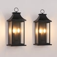 “2026 Hot Sale Outdoor Wall Lantern – 2-Light 22” Modern Black Exterior ...