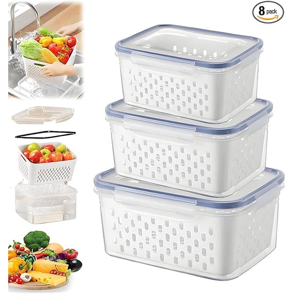 2026 Household Transparent Plastic Food Storage Box-Including Drain ...