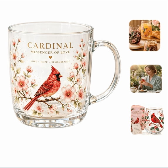 2026 Hummingbird Morning Bliss Glass Tea Cup, Pink Floral Glass Mug for ...