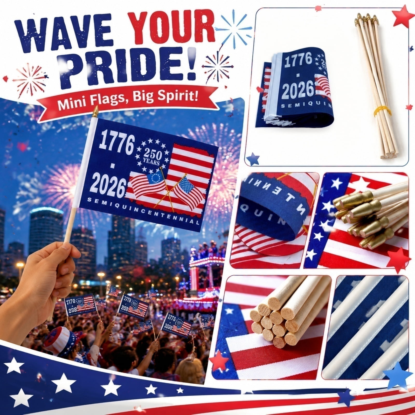 2026 Independence Day Decor, Mini Flags, 250Th Anniversary Usa, 4Th of ...