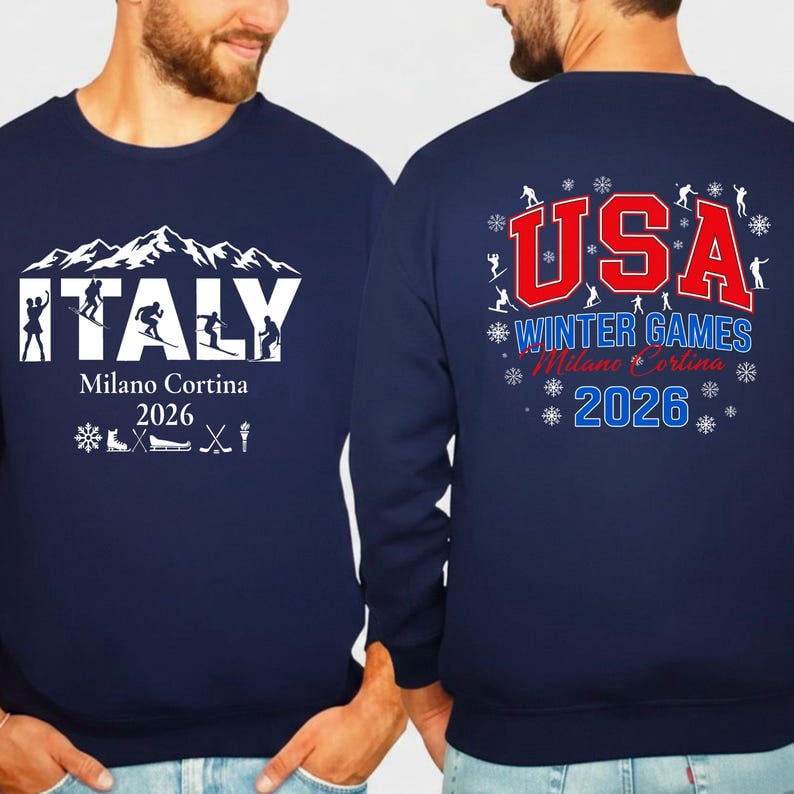2026 Italy Winter Sports 2 Sided Sweatshirt, Milan & Cortina Ski Trip ...