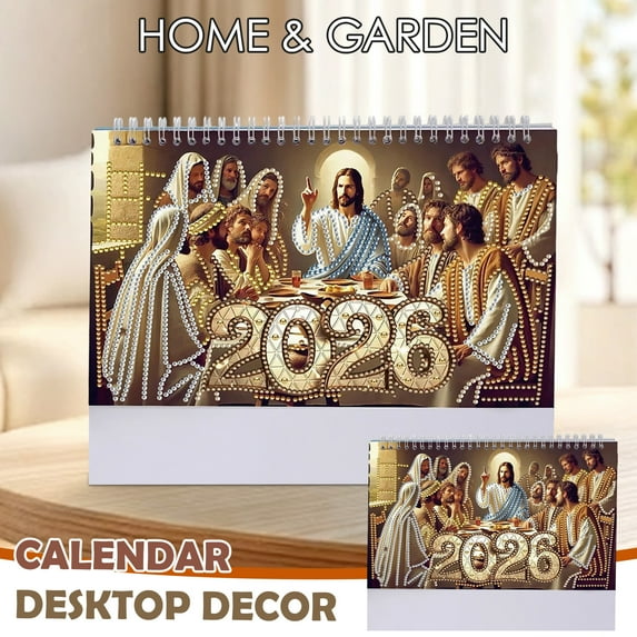 2026 Jesus Diamond Painting Calendar 12 Month Religious Themed Desk ...