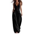 2026 Jumpsuits for Women Summer Wide Leg Sleeveless Button V Neck ...