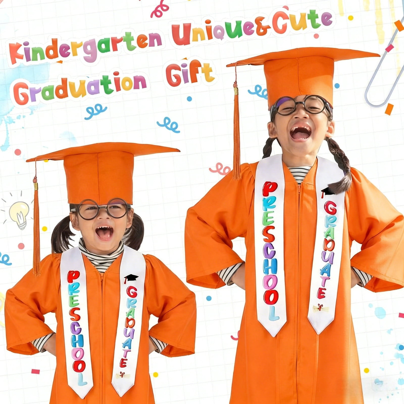 2026 Kindergarten Graduation Cap & Gown Set, Satin Graduation Attire ...