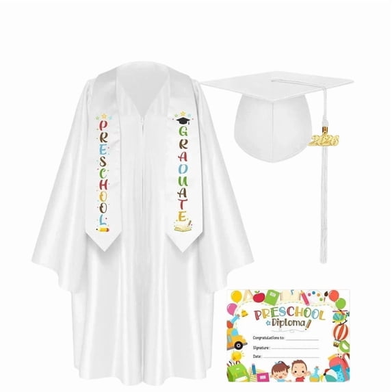 2026 Kindergarten Graduation Silk Gown Cap Set,with Diploma Holder ...