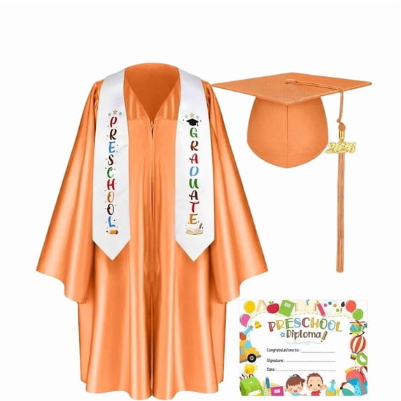 2026 Kindergarten Graduation Silk Gown Cap Set,with Diploma Holder ...