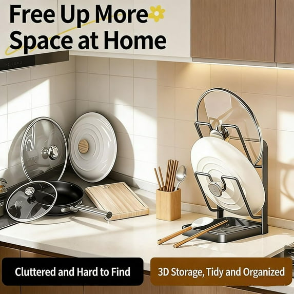 2026 Kitchen Pot Lid Storage Rack With U-Shaped Vertical Slots, Rust ...