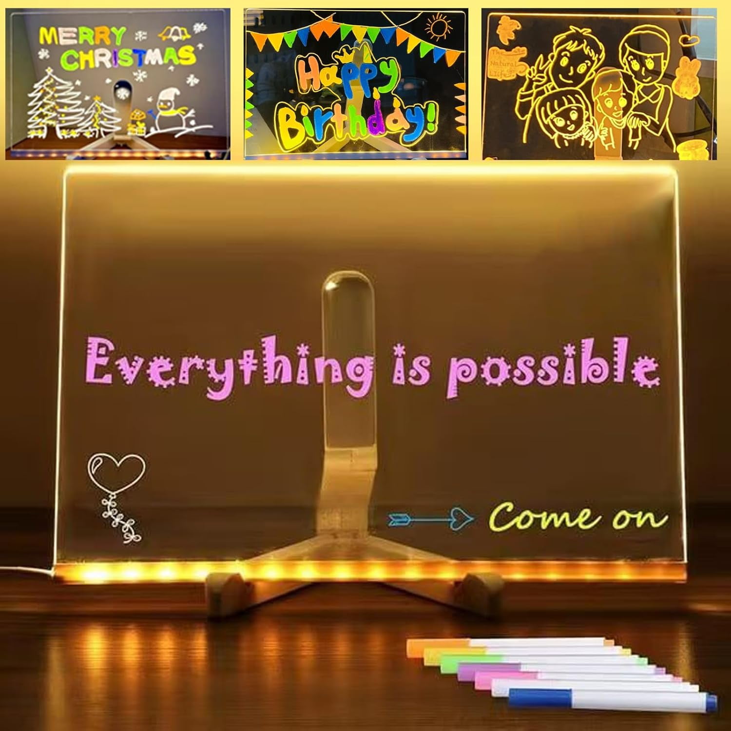 2026 LED Note Board with Colors, Upgrade Light Up Dry Erase Boards ...