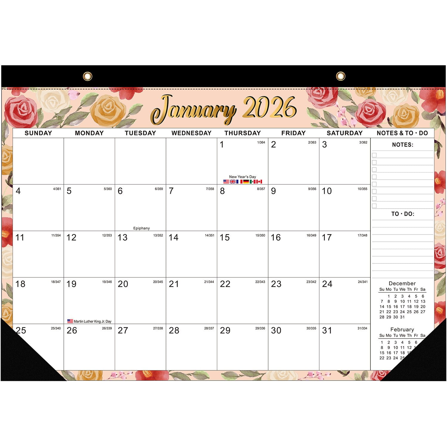 2026 Large Desk Calendar - 17 Inch Oversized Wall Planner - January ...