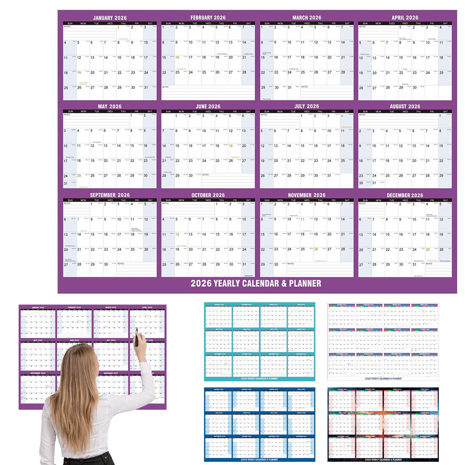 2026 Large Wall Calendar, Year Calendar Monthly, 34" X 24" Big Calendar ...