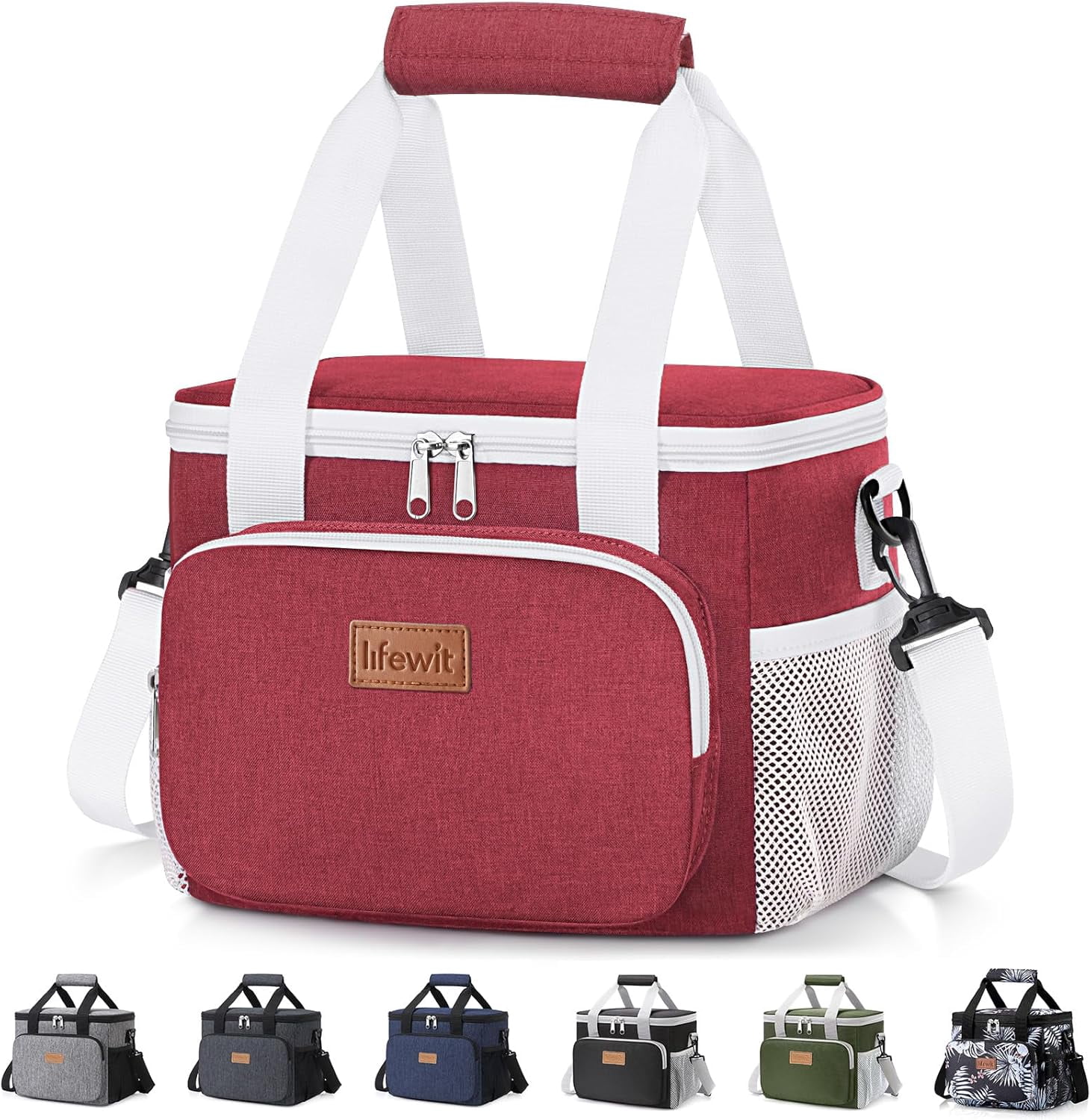 2026 Latest White Red 9 L Insulated Cooler Lunch Tote Bag,12-Can ...