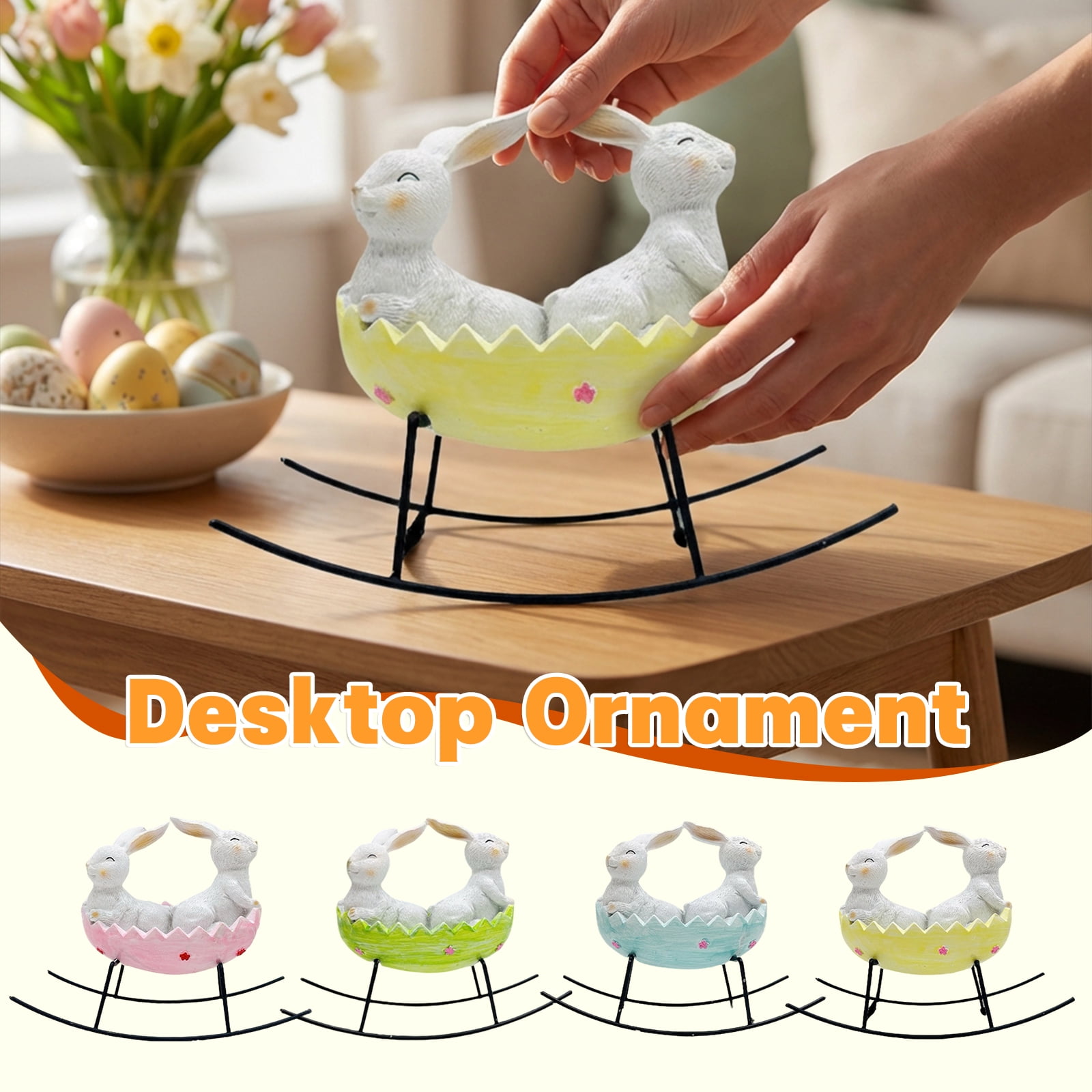 2026 Laughing Bunny Rabbits Rocking in an Easter Egg Cradle Spring ...