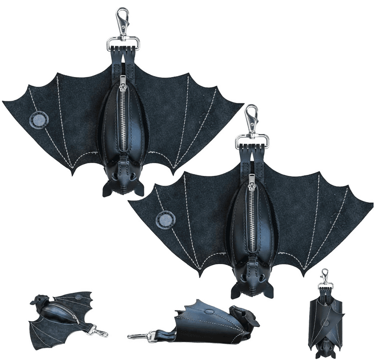 2026 Leather Bat Coin Purse – Handmade Gothic Bat Wallet with Wings ...