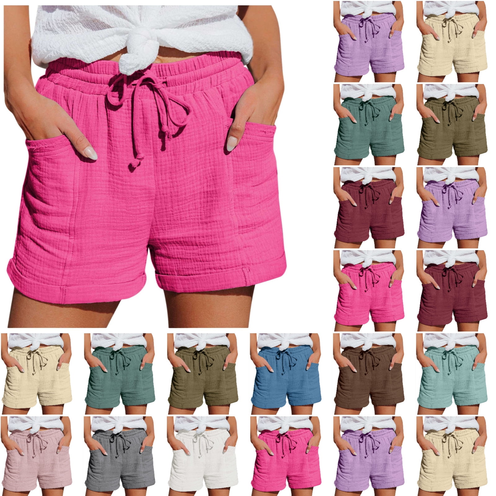 2026 Letdown Summer Shorts for Women With Drawstring Pocket Elastic ...