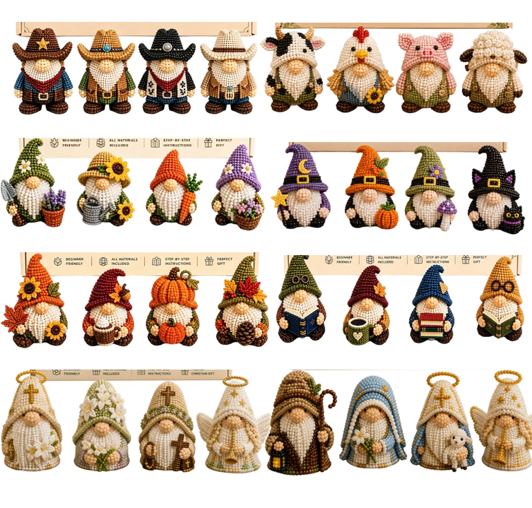 2026 Limited Beaded Gnome Kit, 3D beading craft set, multiple styles ...