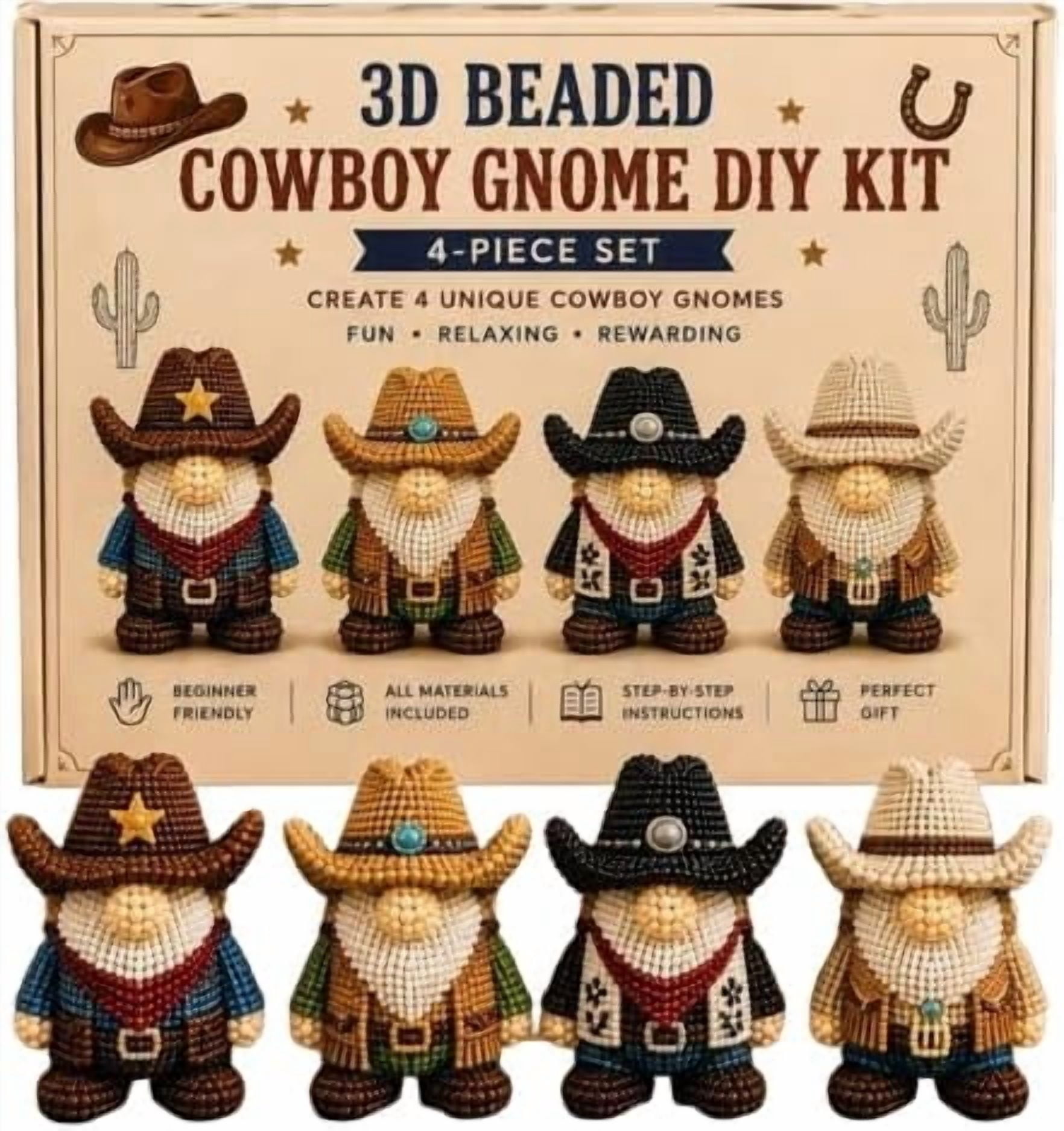 2026 Limited Edition 3D Beaded Gnome DIY Kit, 4 Gnome Designs 3D Beaded ...
