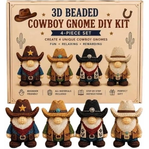 2026 Limited Edition 3D Beaded Gnome DIY Kit, 4 Gnome Designs 3D Beaded ...