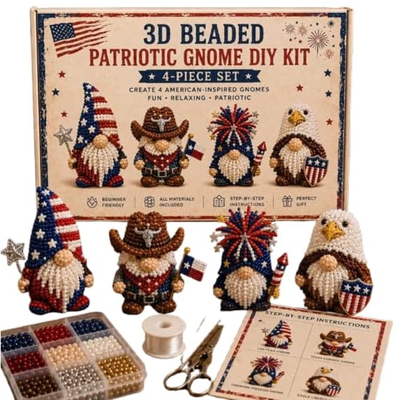 2026 Limited Edition 3D Beaded Gnome DIY Kit, 4 Gnome Designs 3D Beaded ...