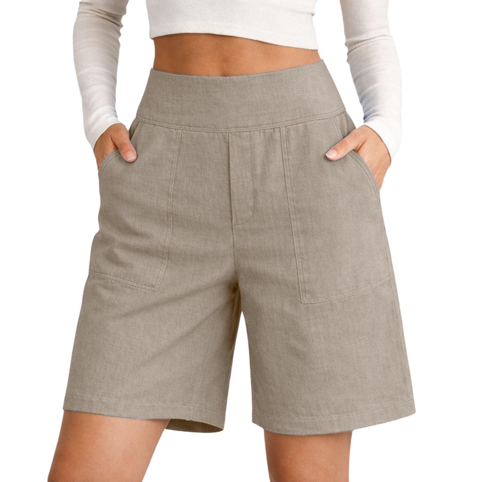 2026 Linen Shorts for Women High Waisted Wide Leg Summer Casual Beach ...