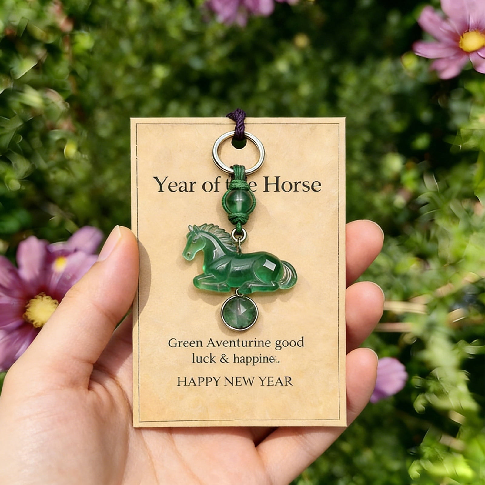 2026 Lucky Green Crystal Lying Horse Keychain-A Symbol of Wisdom ...