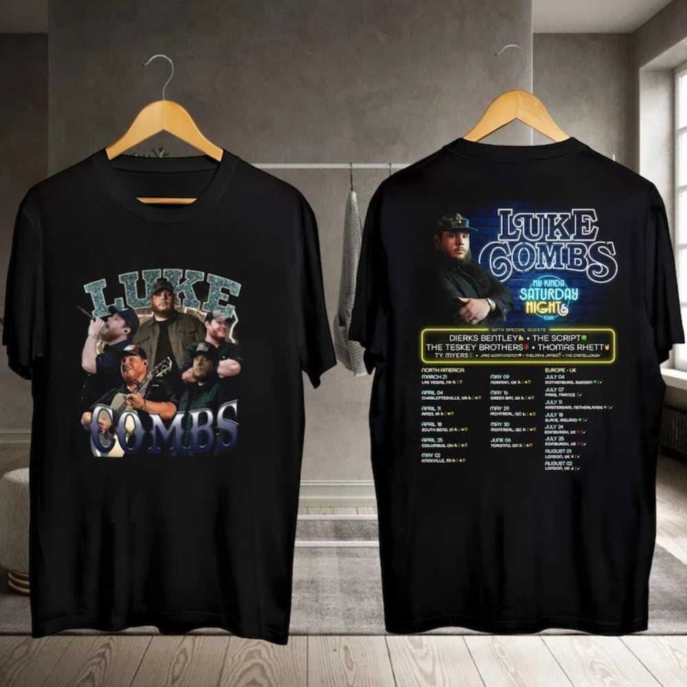 2026 Luke Combs My Kinda Saturday Night Tour T-Shirt – Unisex O-Neck ...