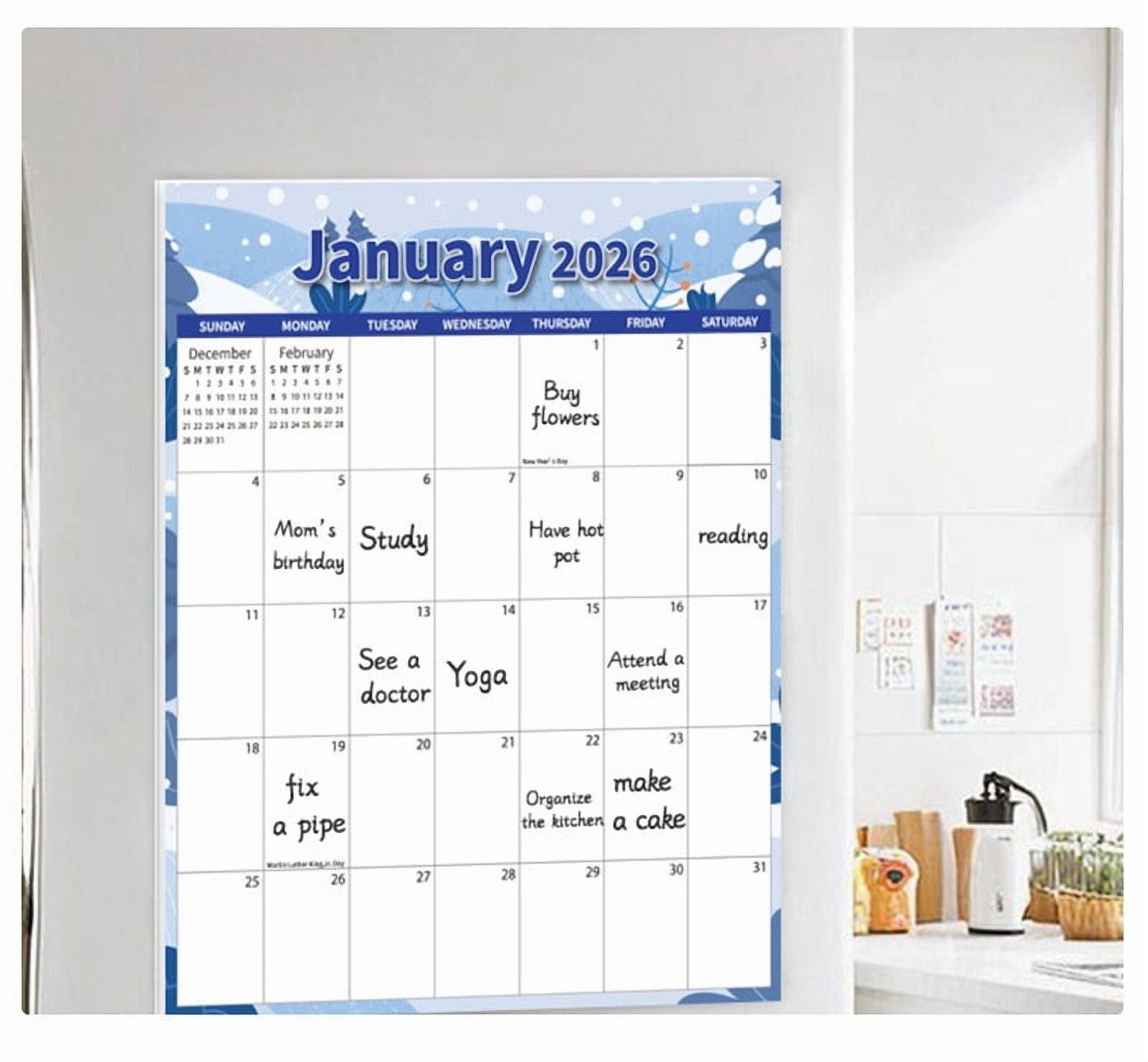2026 Magnetic Calendar for Refrigerator,12 Monthly Refrigerator ...